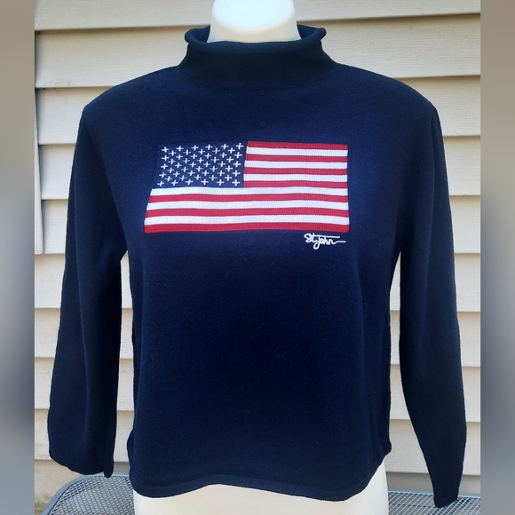 St. John | Sweaters | St John Sport Intarsia Usa American Flag Sweater ...